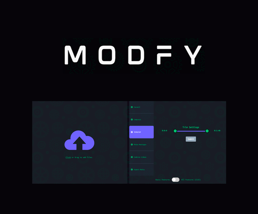 Modfy – уникальный бесплатный видеоредактор, который работает в браузере